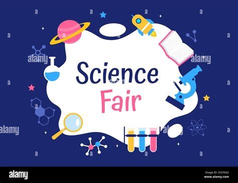 Science Fair Vector Illustration Featuring A Chemist Conducting Chemical Experiments For