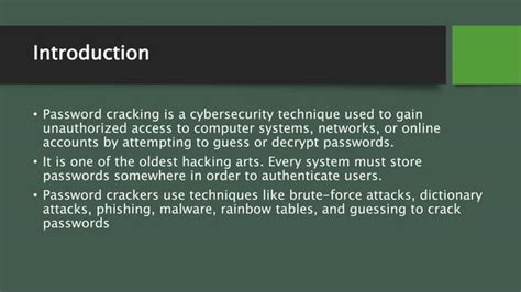 Cyber Securitypassword Cracking Presentationpptx Information And Network Security Computing