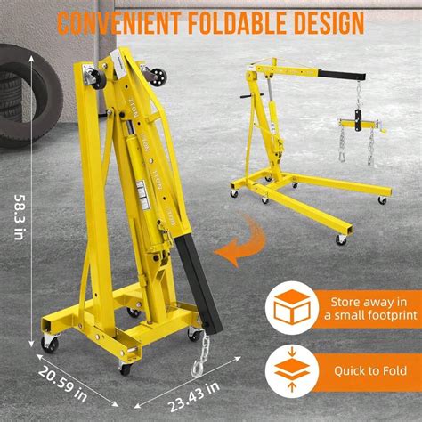 2 Ton Engine Hoist Folding Cherry Picker Engine Hoist With Lever And 6