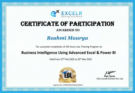 Excelr Businessintelligence Advancedexcel Dataanalysis Rashmi Maurya