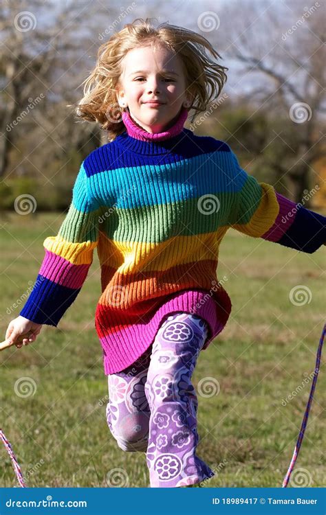 Girl Jumping Rope Stock Image Image Of Girl Cheerful 18989417