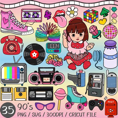 Back To The 90s Y2k Retro 80s 70s 2000s Clip Art Party Cute Kawaii