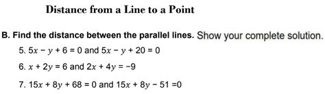 Solved Distance From A Line To A Point Find The Distance Chegg