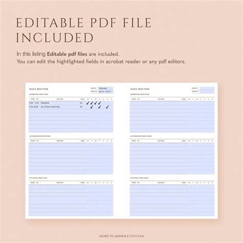 Minimal Daily Routine Printable Planner Morning Afternoon Night Time Routine Checklist Daily