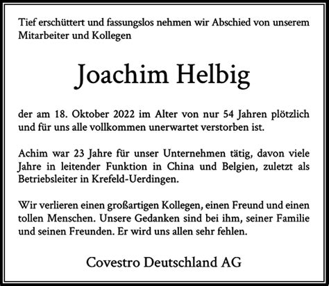 Joachim Helbig Nachruf Westdeutsche Zeitung