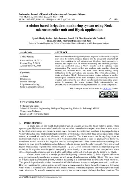 Pdf Arduino Based Irrigation Monitoring System Using Node
