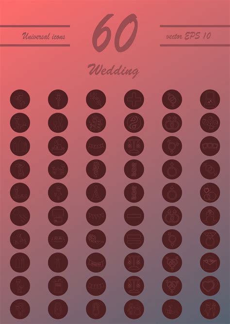 현대 선 스타일 벡터에서 웨딩 아이콘 세트 Eps Ai Uidownload
