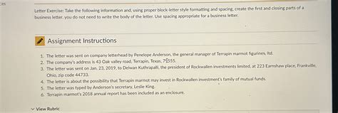 Solved Letter Exercise: Take the following information and, | Chegg.com