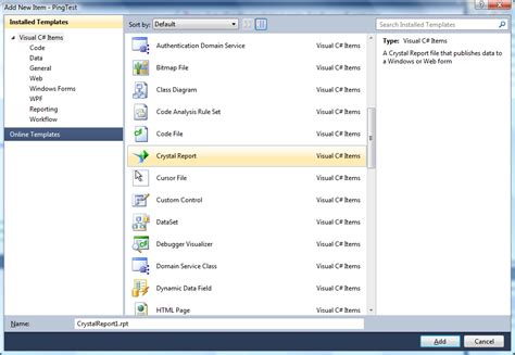 P NP Crystal Reports C Object As Data Source