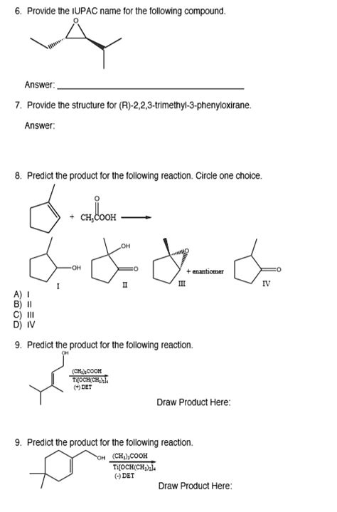 SOLVED: Provide the IUPAC name Ior the following compound; Answer; Provide the structure Ior (R ...