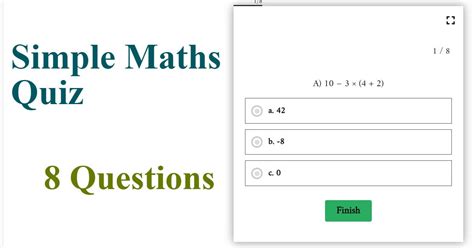Simple Maths Quiz 8 Questions How Many Can You Get Correct