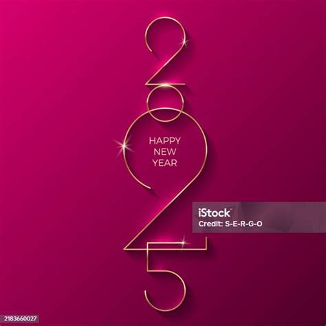 빨간 배경에 황금 2025 새해 로고 휴일 인사말 카드입니다 벡터 일러스트 레이 션 전단지 인사말 카드 초대장 달력 등에 대 한 휴일 디자인 벡터 일러스트 레이 션 2025