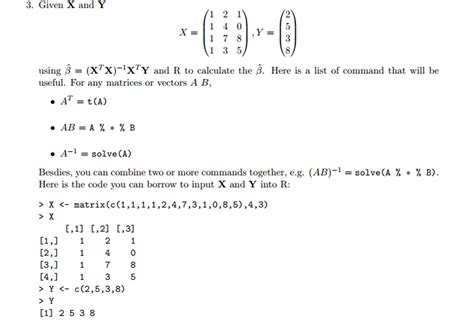 Solved Given X And Y X 1 2 1 1 4 0 1 7 8 1 3 5 Y