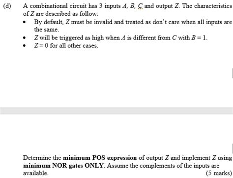 Solved D A Combinational Circuit Has 3 Inputs A B C And