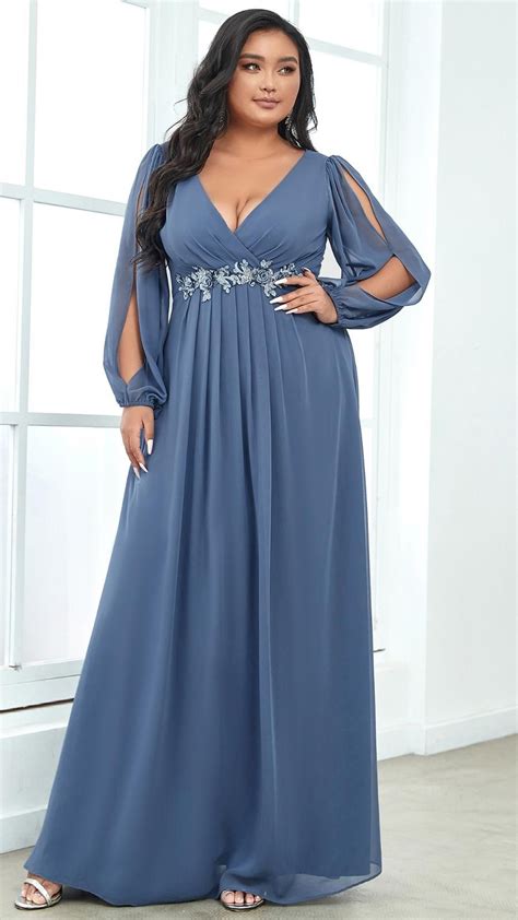 Stylish Chiffon Plus Size Formal Evening Dresses With Long Lantern