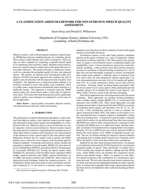 Pdf A Classification Aided Framework For Non Intrusive Speech Dokumentips