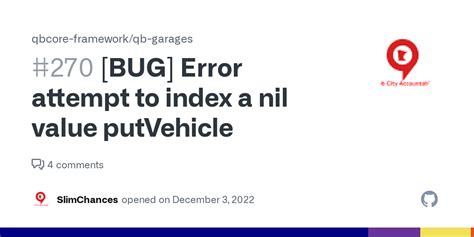 BUG Error Attempt To Index A Nil Value PutVehicle Issue 270 Qbcore Framework Qb Garages