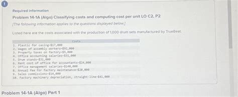 solved required information problem 14 1a algo classifying