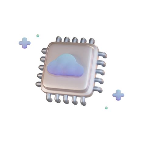 云处理器存储数据数据库3d图标 Cloud Processor Storage Data Database Icon