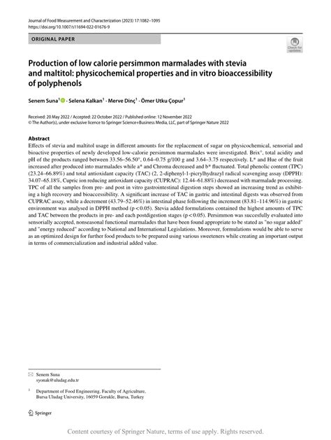 Production Of Low Calorie Persimmon Marmalades With Stevia And Maltitol