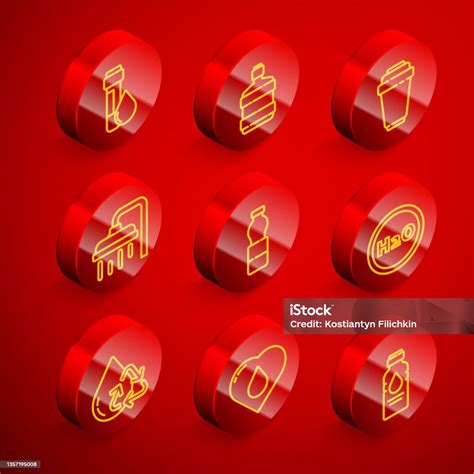 물 방울 큰 병 청소 물 필터 카트리지 샤워 헤드 병 H2o에 대한 화학 공식 재활용 아쿠아 및 심장 아이콘세트 라인 테스트 튜브 벡터 0명에 대한 스톡 벡터 아트 및 기타