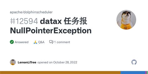 datax 任务报 nullpointerexception · apache dolphinscheduler · discussion 12594 · github