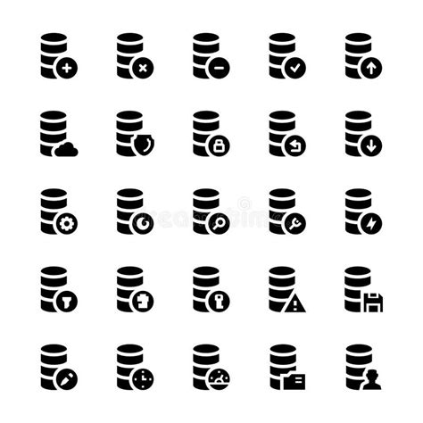 Database And Data Center Icon Set Vector Symbols Stock Vector Illustration Of Disc Data