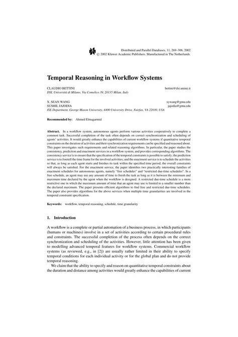 Pdf Temporal Reasoning In Workflow Systems Dokumentips