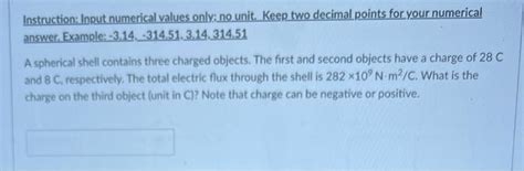 solved instruction input numerical values only no unit
