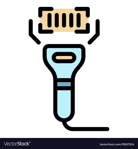 Market Barcode Scanner Icon Color Outline Vector Image