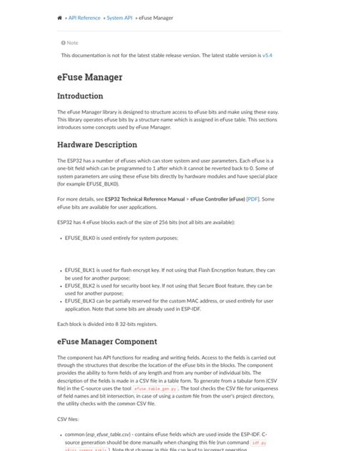 Efuse Manager Esp32 — Esp Idf Programming Guide V525 Docum Pdf Comma Separated Values