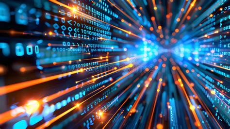 Stream Of Binary Code Flowing Along The Pathways Stock Illustration Illustration Of Binary