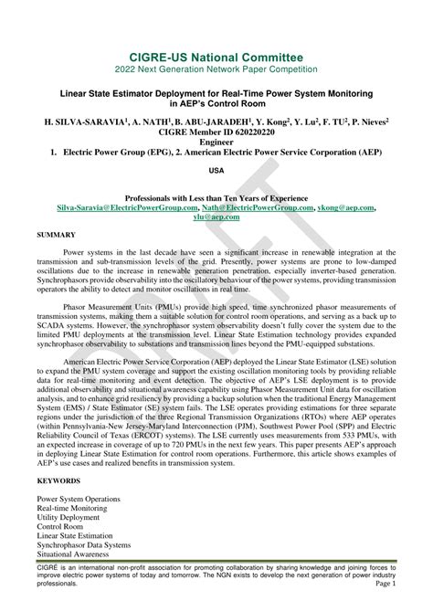 Pdf Linear State Estimator Deployment For Real Time Power System Monitoring In Aeps Control Room