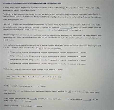 Solved 5 Measures Of Relative Standing Percentiles And