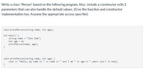 Solved Write A Class Person Based On The Following Chegg Com