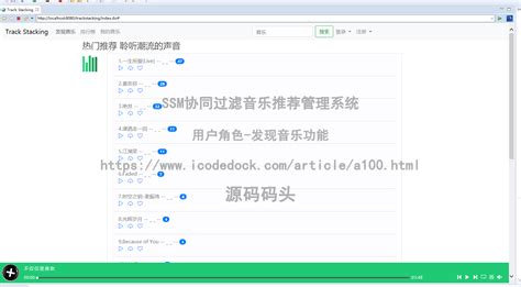 基于jsp mysql spring mybatis的ssm协同过滤音乐推荐管理系统（个性化推荐） html css jsp mysql实现
