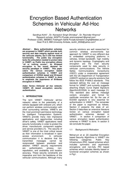 Pdf Encryption Based Authentication Schemes In Vehicular Ad Hoc Networks