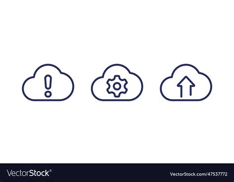 Upload Error Cloud Computing Line Icons Royalty Free Vector