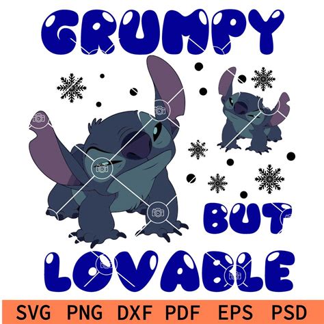 Grumpy But Lovable Stitch Svg Stitch Grumpy But Lovable Svg Stitch With Snowflakes Svg Svg