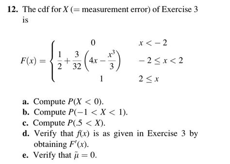 12 The Cdf For X Measurement Error Of Exercise 3 Chegg Com