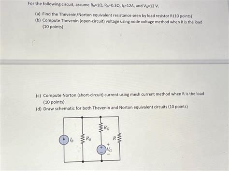 solved for the following circuit assume rb 1Ω rg 0 3Ω ib 12
