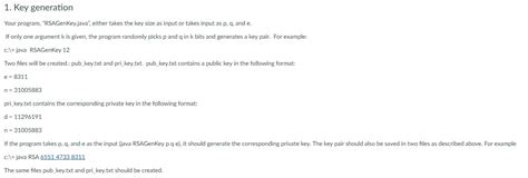 Solved Key Generation Your Program RSAGenKey Java Chegg