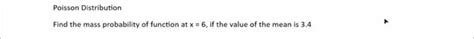 Solved Poisson Distribution Find The Mass Probability Of Chegg Com