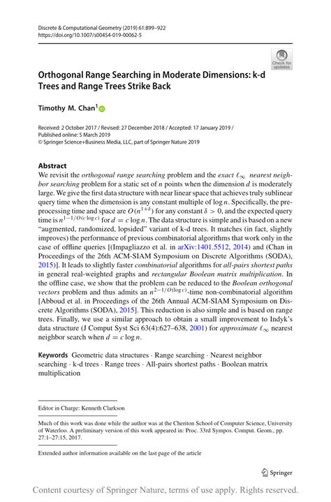 orthogonal range searching in moderate dimensions k d trees and range