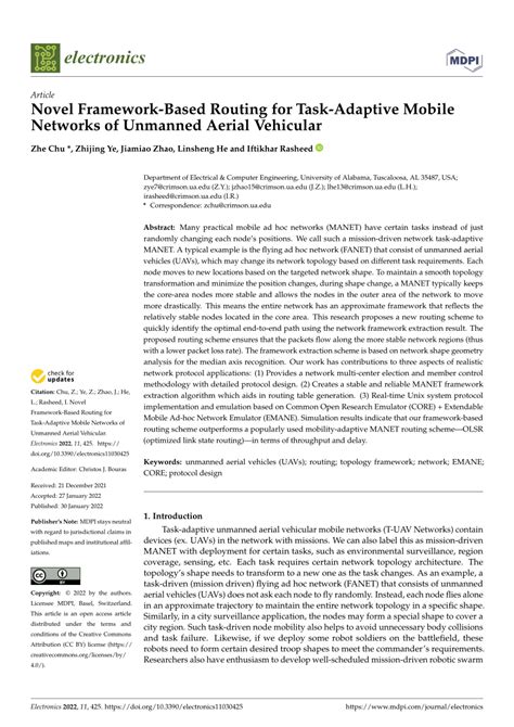 PDF Novel Framework Based Routing For Task Adaptive Mobile Networks Of Unmanned Aerial Vehicular