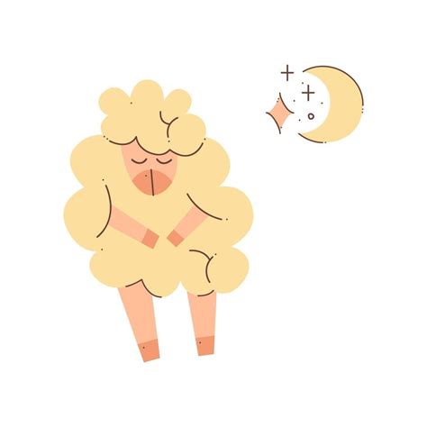 Cute Sleeping Sheep Flat Color Illustration 53909774 Vector Art At