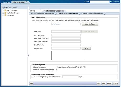 configuring oid active directory and other ldap based user directories