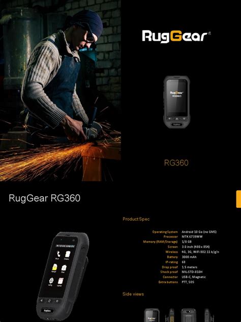 Ruggear Rg360 Data Sheet Pdf Android Operating System Smartphone