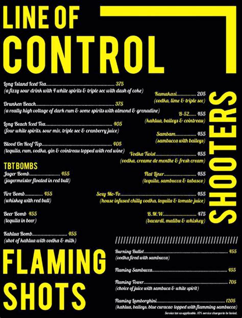 The Bar Terminal Menu Menu For The Bar Terminal Fort South Mumbai Mumbai