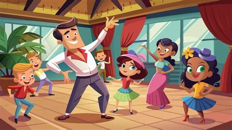 Traditional Dance Class Cartoon Vector Illustration Designs Premium